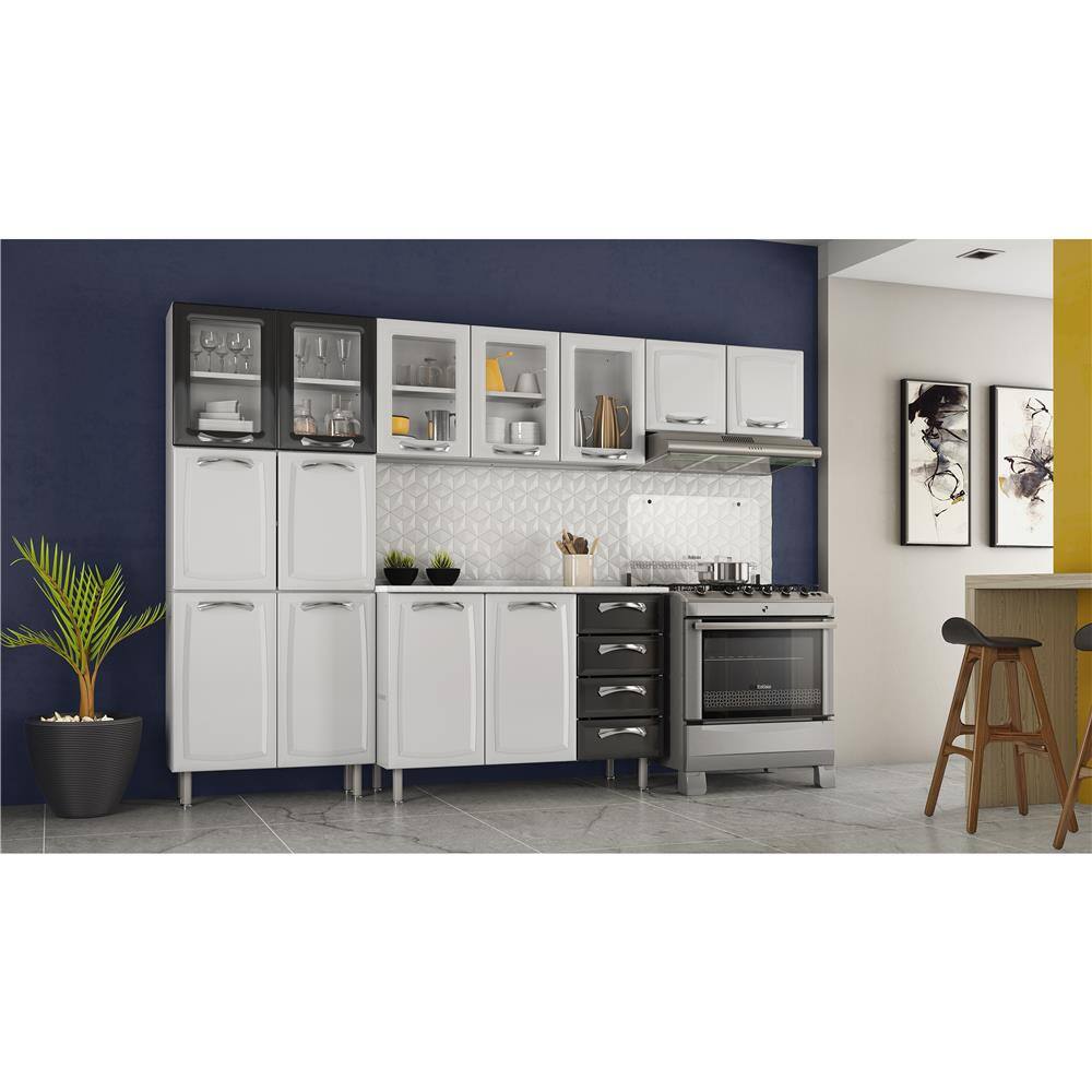 Cozinha compacta itatiaia premium 13 porta 4 gaveta branca preta ...