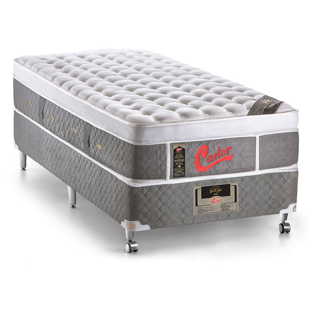 Cama box solteirao castor gold star light stress oxygen com mola poket ...
