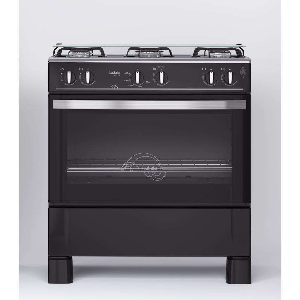 Fogao waves itatiaia6 bocas preto all black bivolt | Casas Bahia