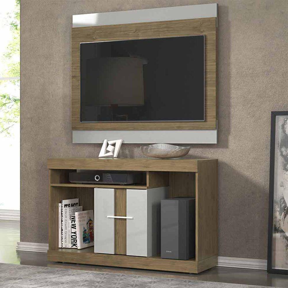 Painel e rack tv 42 polegadas na cor marrom com bege | Black Friday Casas Bahia