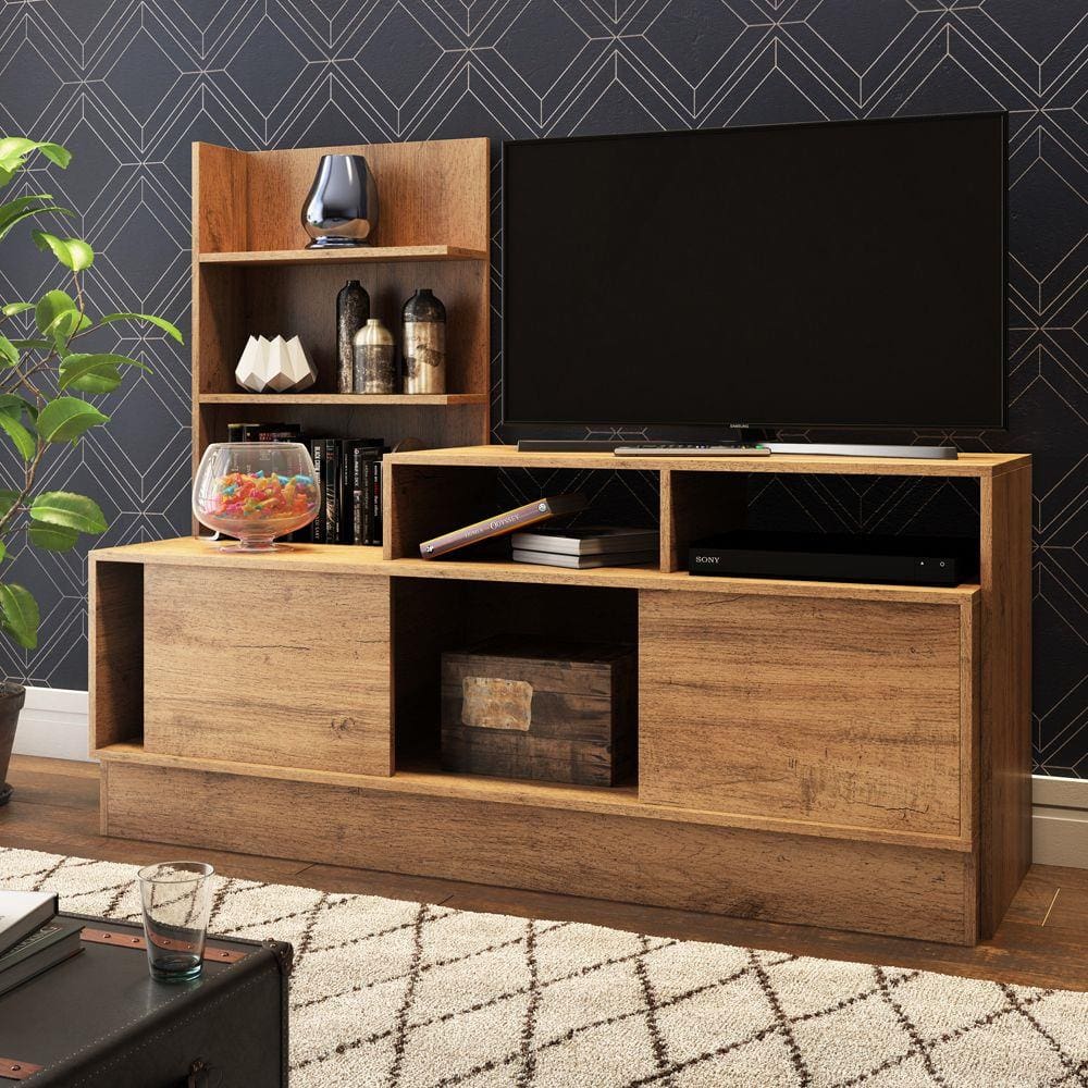 Rack para tv ate 43 polegadas 2 porta de correr linea branco pnr moveis ...