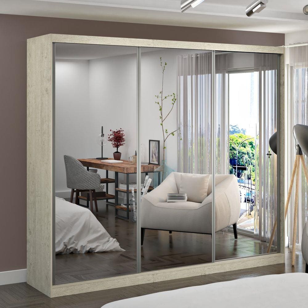 Guarda roupa casal espelhado porta correr mdf Black Friday | Vale Pix ...