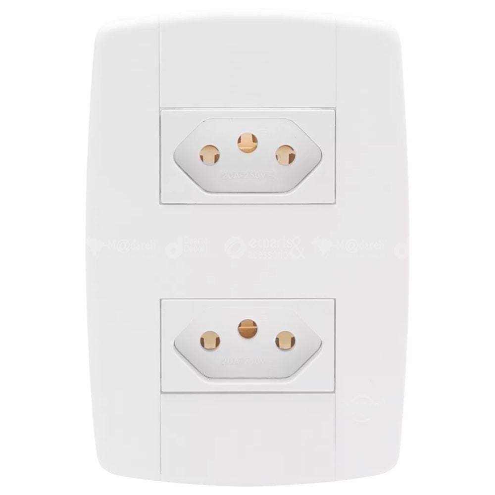 Tomada dupla 2x4 2p t 10a com placa modular pluzie | Casas Bahia