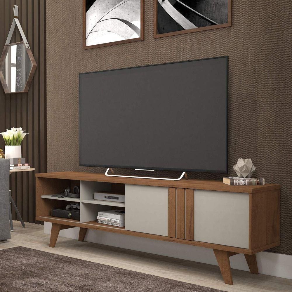 Rack com painel tv ate 45 polegadas siena city carvalho e off white 180 ...