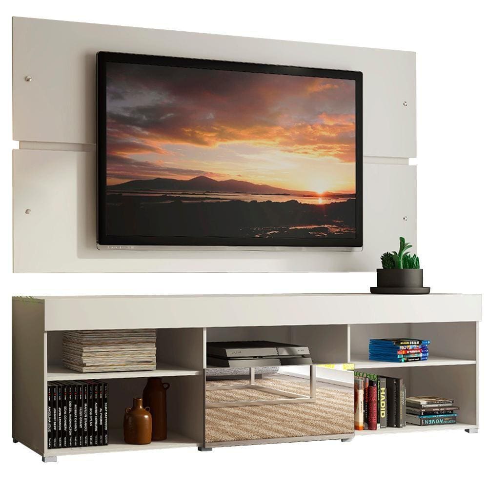 Painel rack tv 65 polegadas espelho branco | Casas Bahia