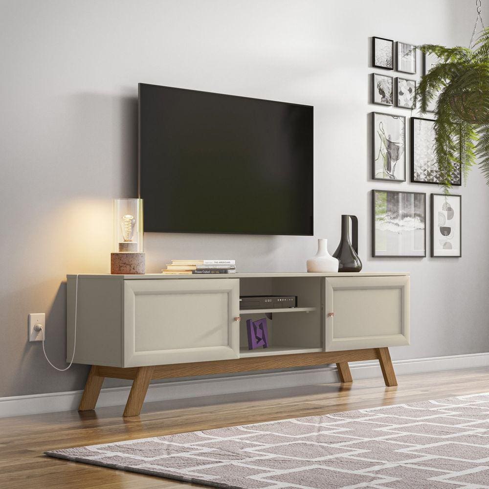 Rack retro 140m com 1 porta de correr prateleira vidro 100 mdf r514 dalla costa | Casas Bahia