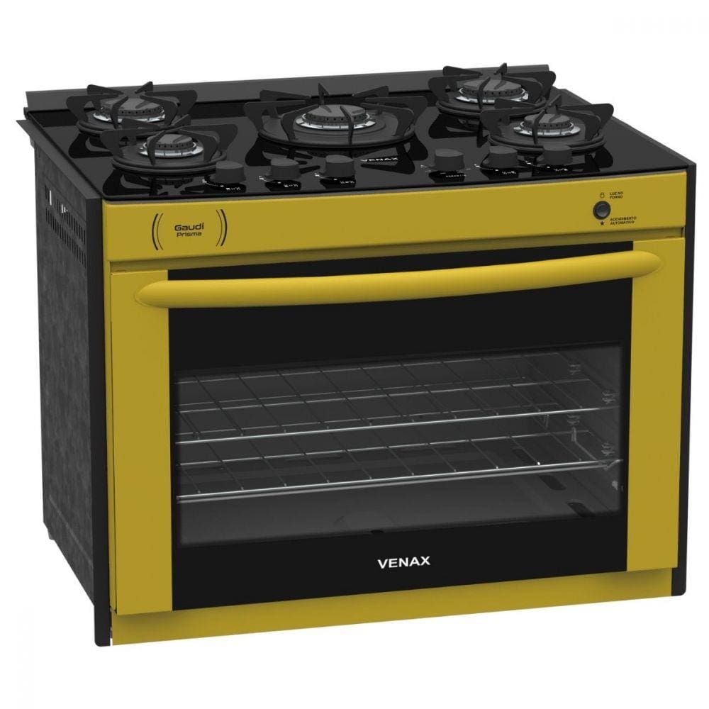 Fogao embutir venax gaudi prisma vitreo 4 bocas amarelo bivolt Black ...