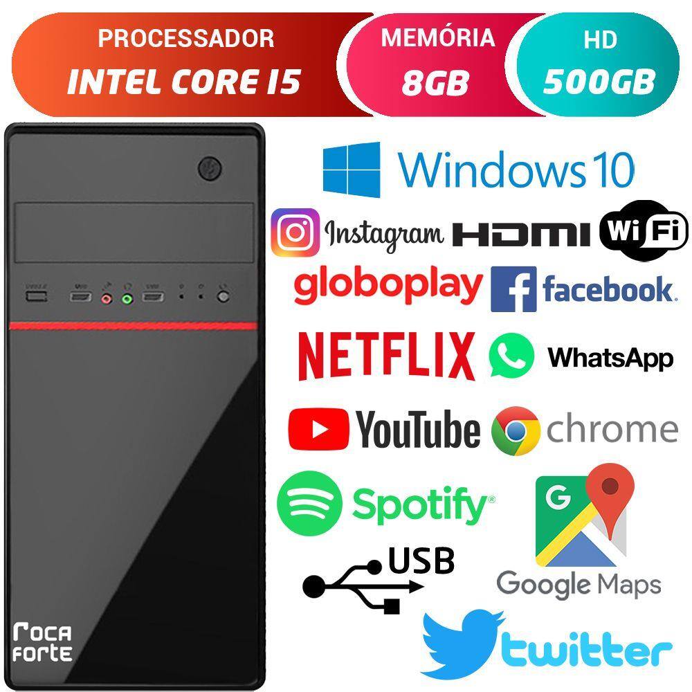 Computador pc cpu intel core i5 com hdmi 8gb hd 500gb windows10 wifi ...