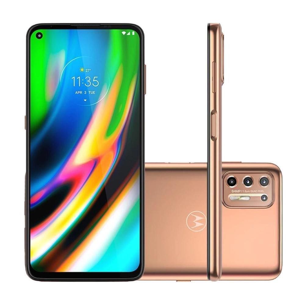 Smartphone motorola moto g9 plus ouro rose 128gb 4gb ram tela6 8 camera ...