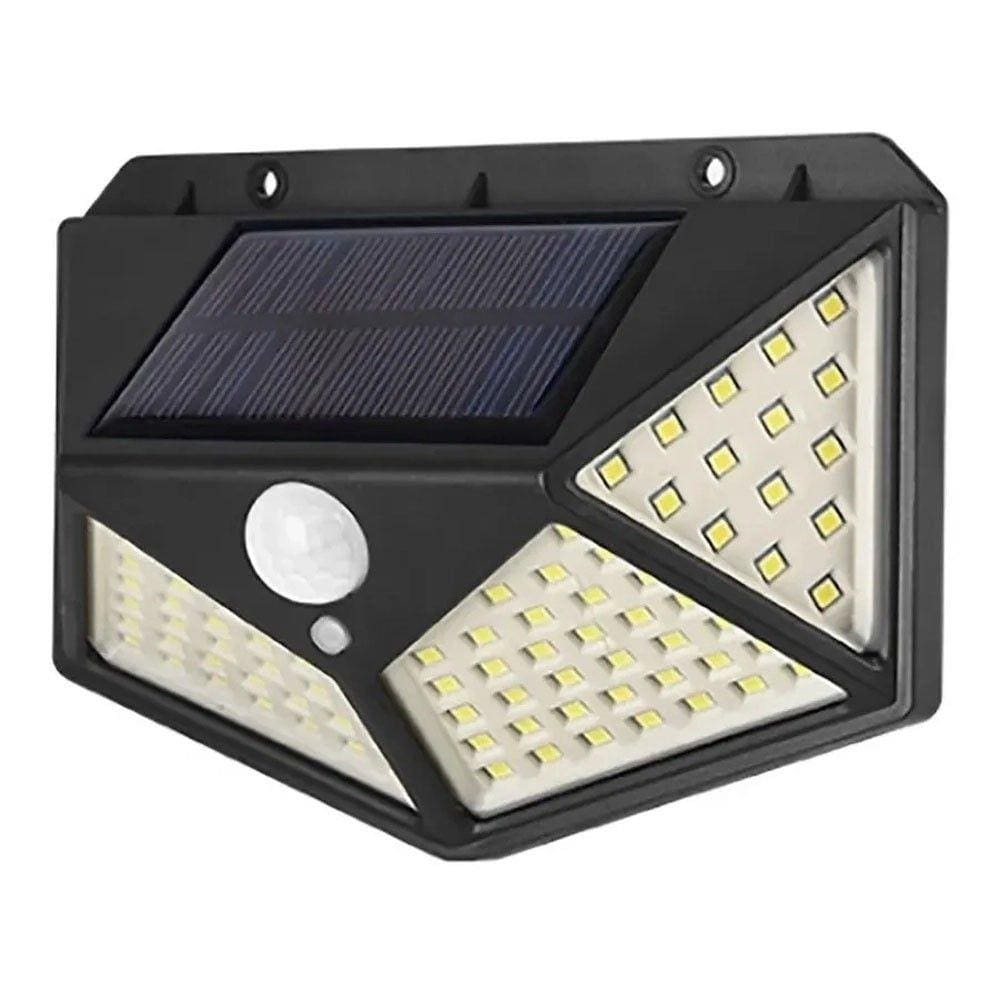 Kit 3 refletor luminaria solar 100 leds arandela parede resistente ...