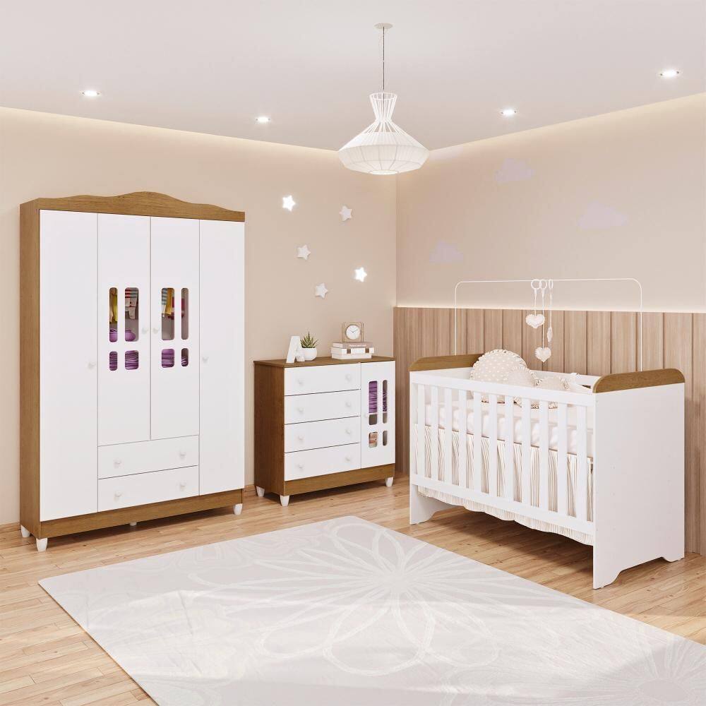 Quarto de bebe comoda4 gaveta com porta ariel berco 3 em 1 gabrielle ...