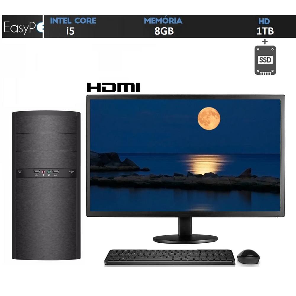 Computador completo intel 258ghz 8gb hd 1tb monitor 195 hdmi led audio ...