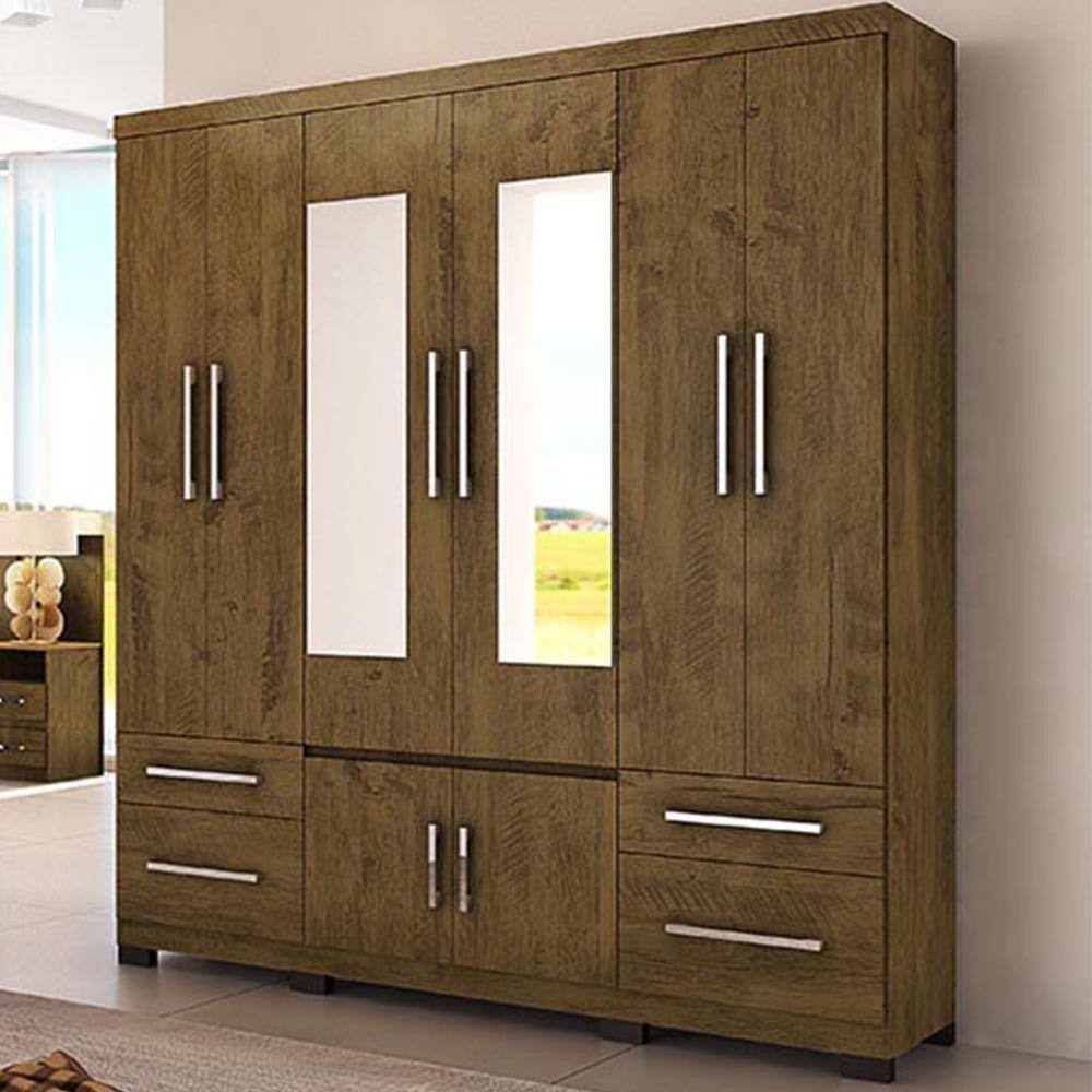 Guarda Roupa Casal Plus com Espelho 6 Gavetas | Casas Bahia