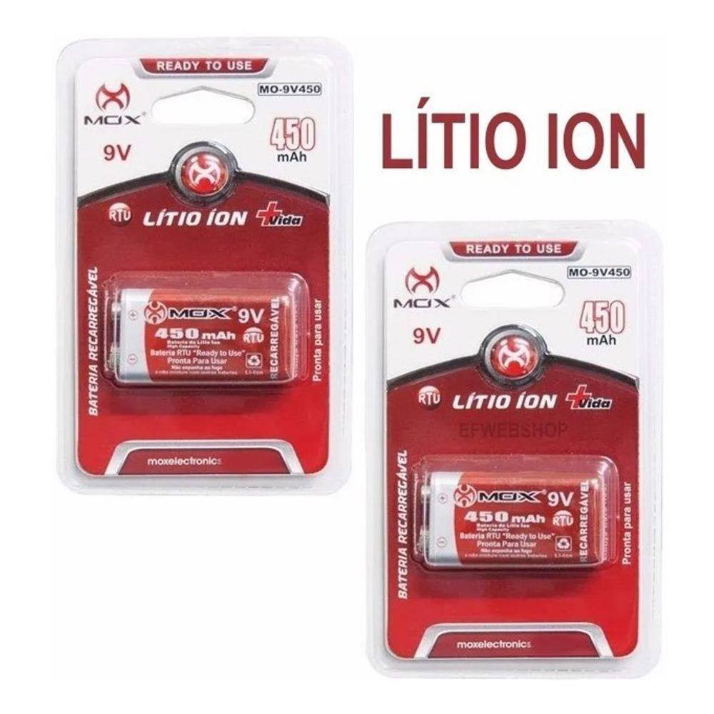 KIT 4 Bateria 9V Recarregavel 450 mAh MOX MO 9V450 | Casas Bahia