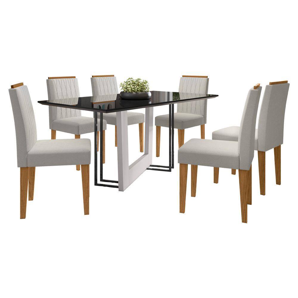 Mesa jantar tampo madeira com vidro munique Black Friday | Vale Pix ...