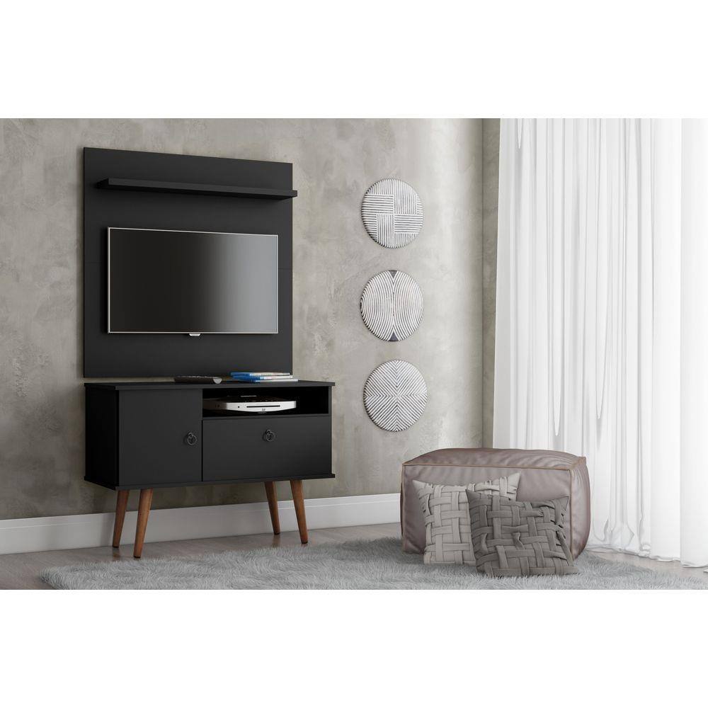 Rack yan com painel yan preto acetinado patrimar moveis | Casas Bahia