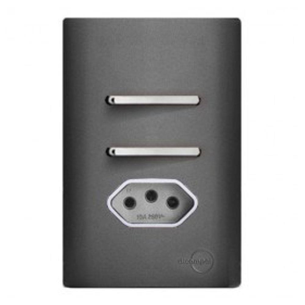 Interruptor preto 2 tomadas Black Friday | Vale Pix - Casas Bahia