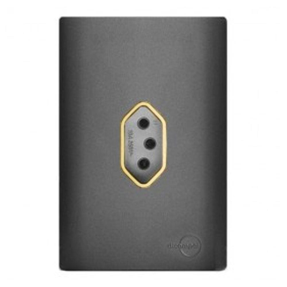 Tomada dicompel grafite gold | Casas Bahia