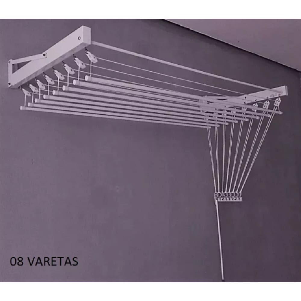 Varal magico 7 varetas aluminio branco preto 120 cm retratil | Casas Bahia