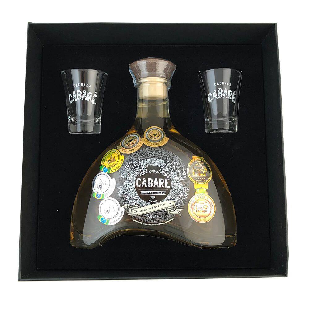 Kit cachaca cabare com 2 copo extra premium 15 anos700ml | Casas Bahia