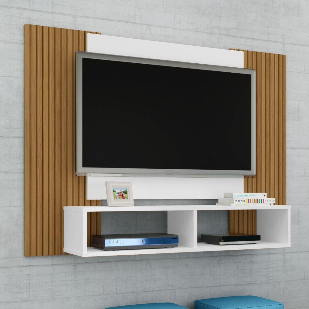 Painel bancada tv ate 60 polegadas navi branco ripado | Casas Bahia
