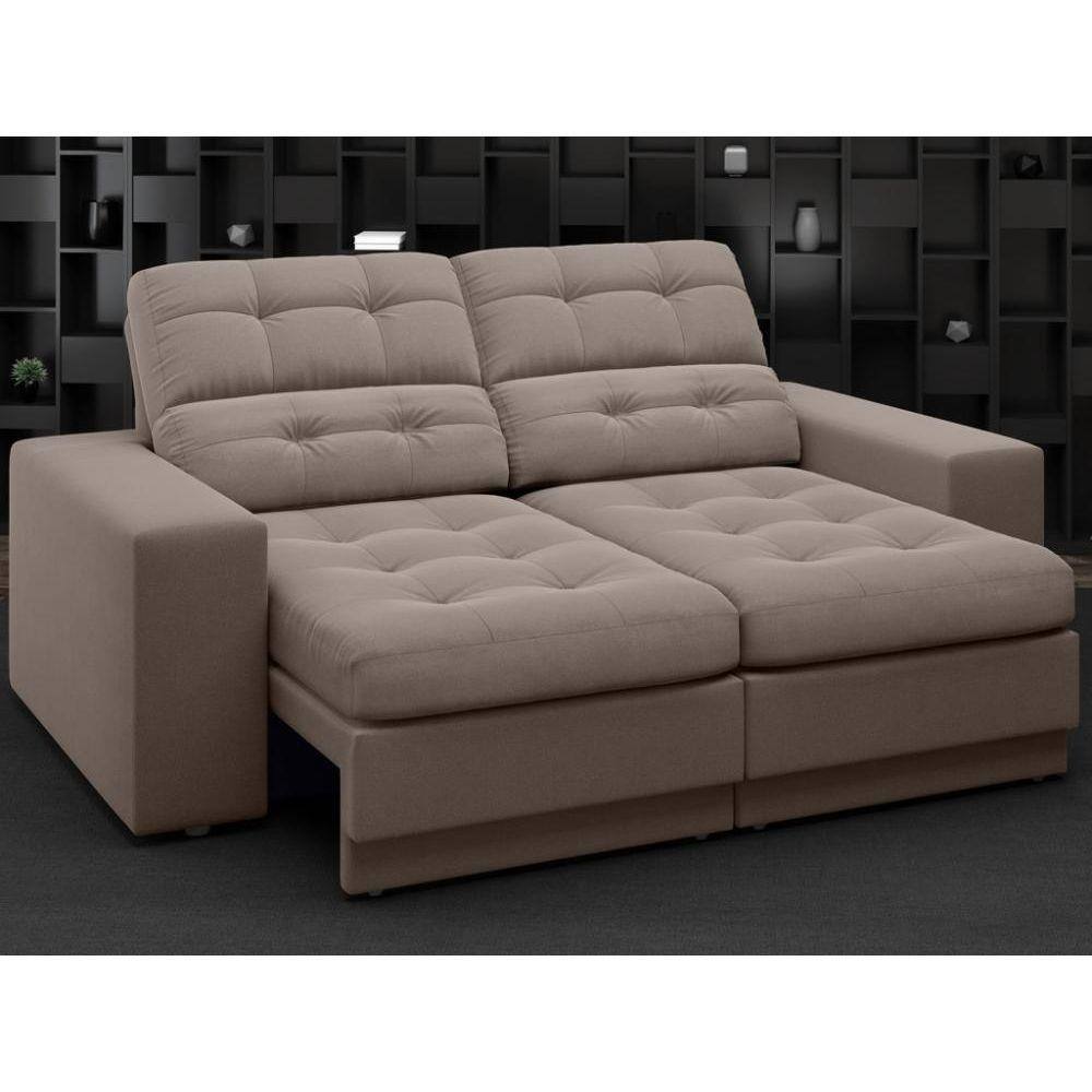 Sofa jobim 1 70m assento retratil e reclinavel velosuede marrom netsofa ...