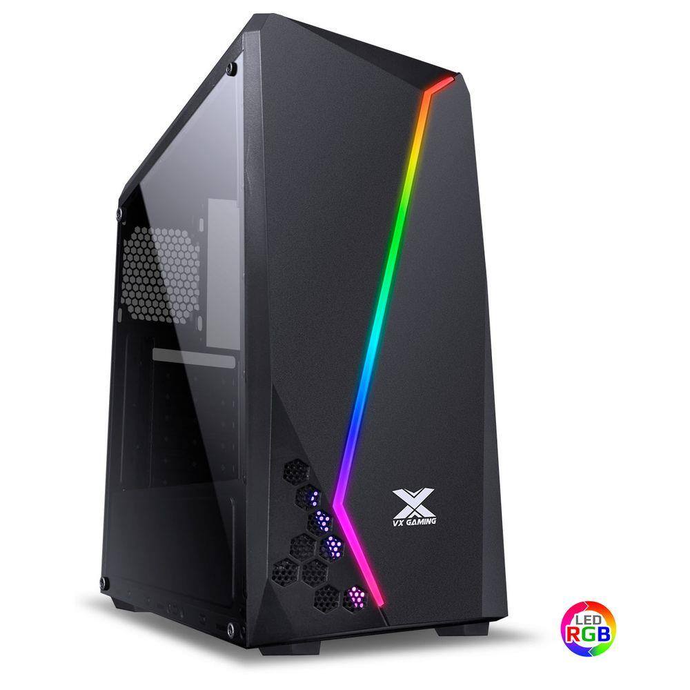 Gabinete gamer vx gaming lynx com lateral acrilica preto fita led rgb ...