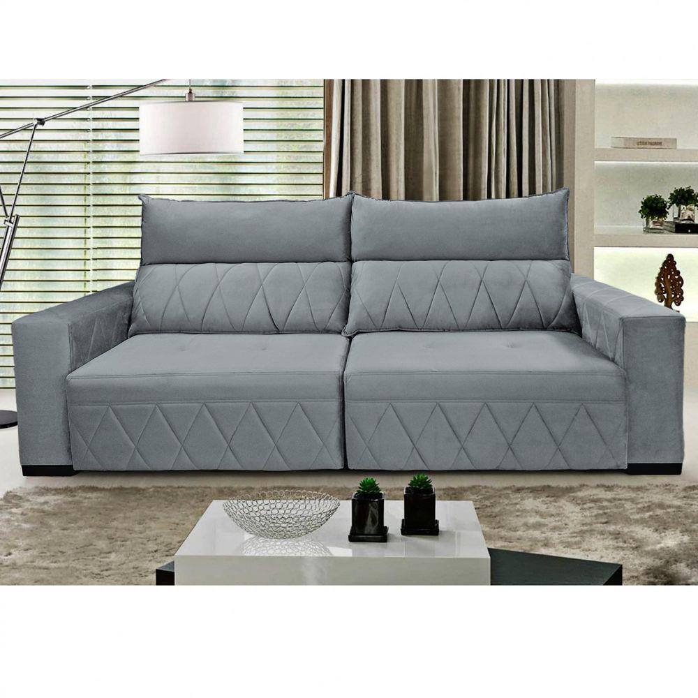 Sofa retratil e reclinavel 2 50cm estofado classic | Casas Bahia
