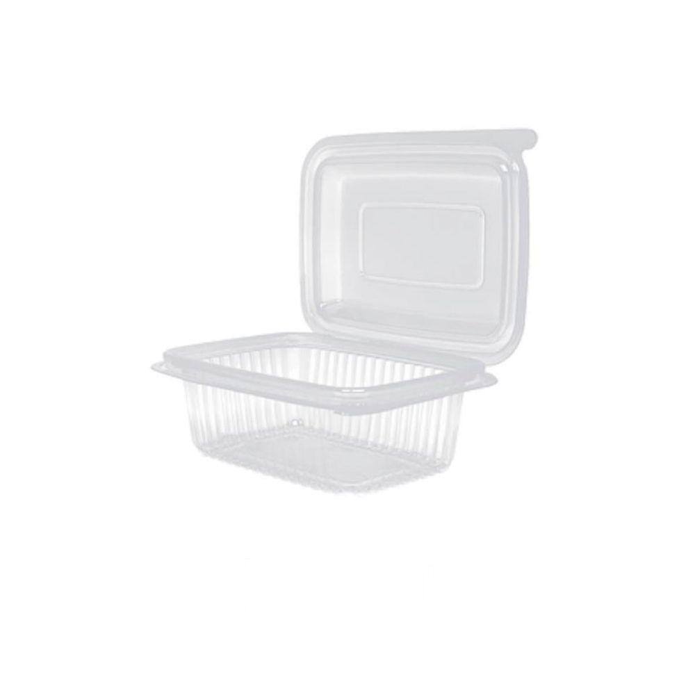 Pote plastico 500ml transparente retangular tampa articulada galvanotek ga90 com 200 unidades ...