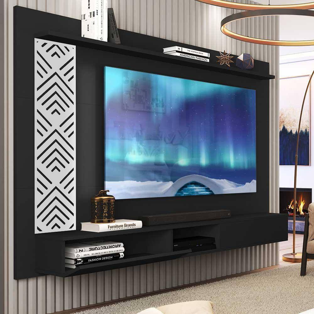 Painel branco e preto tv 60 polegadas com porta basculantes roma vj ...