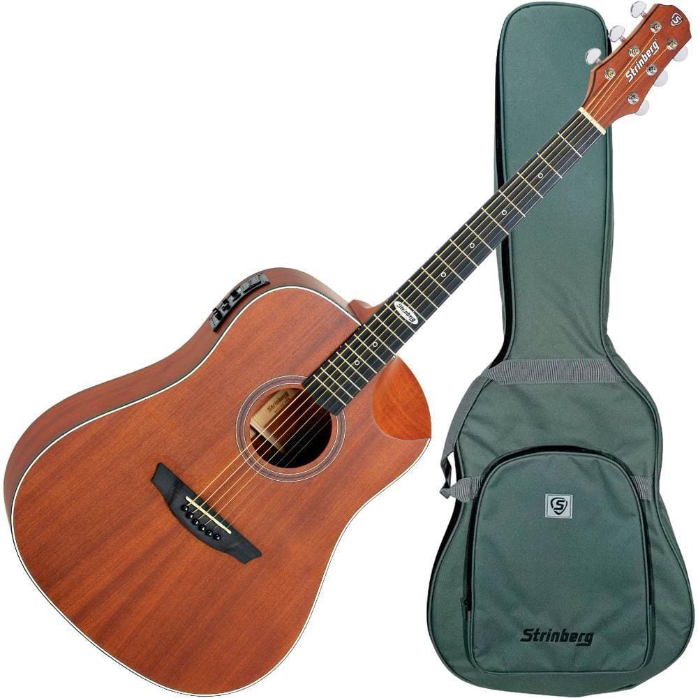 Violao strinberg sd201hc mahogany fosco eletrico half cutway folk aco c ...
