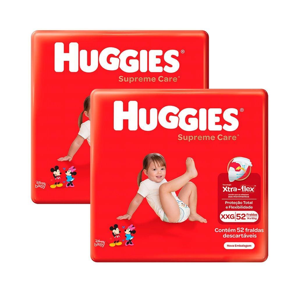 Fralda huggies supreme care xxg kit com 104 unidades Black Friday ...