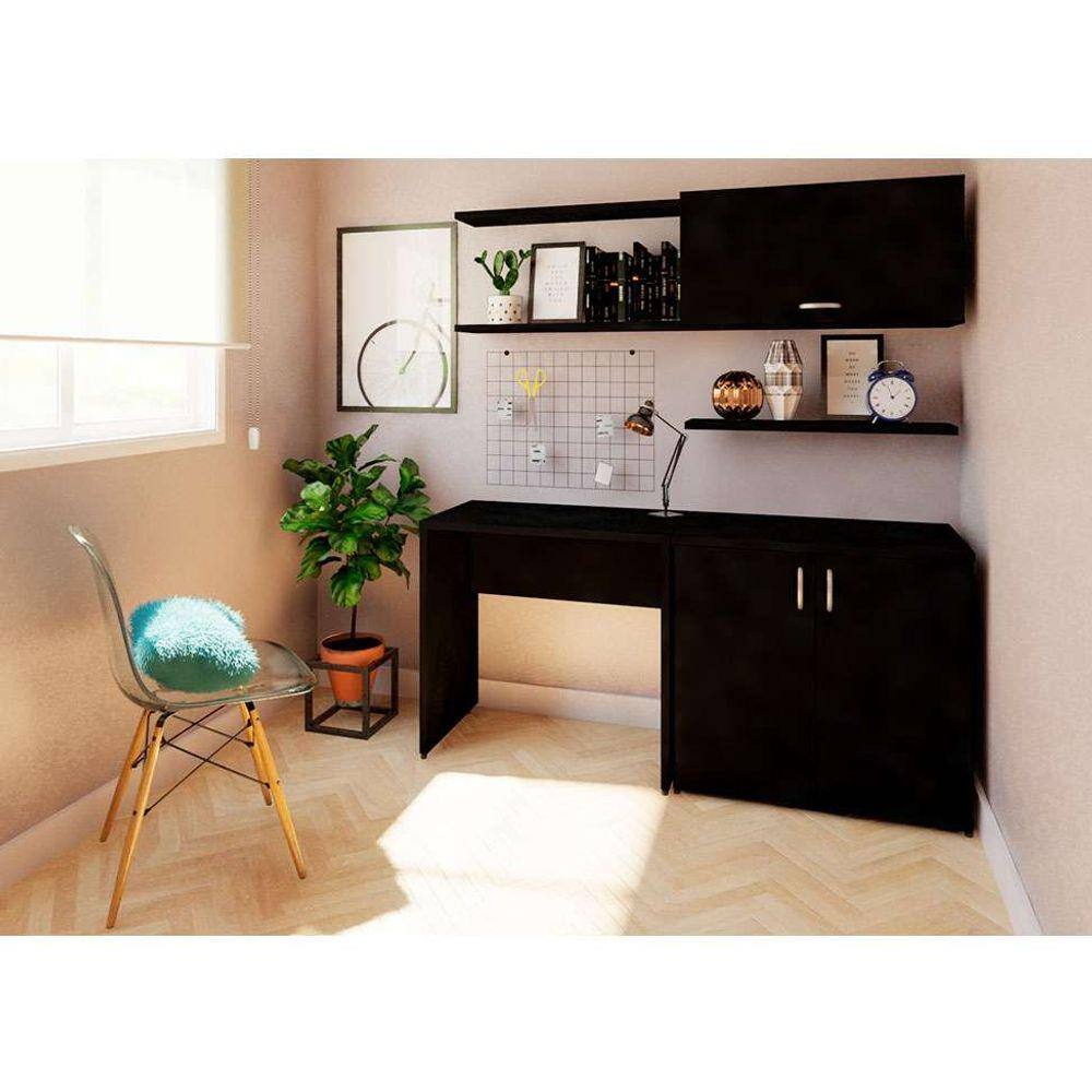 Conjunto de Mesa com Armario de Escritorio Armario Aereo e 3 ...