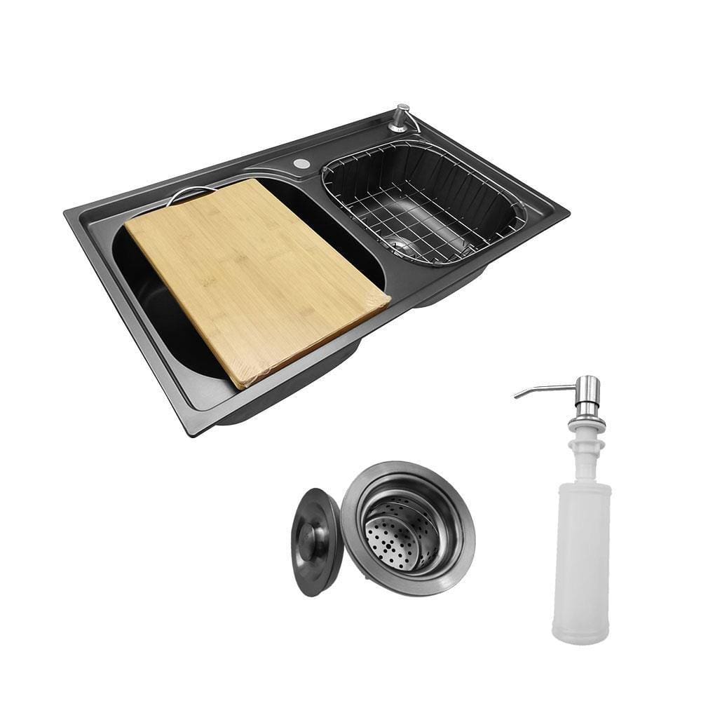 Kit cuba pia dupla gourmet luxo prizi aco inox 304 43x78cm kit completo ...