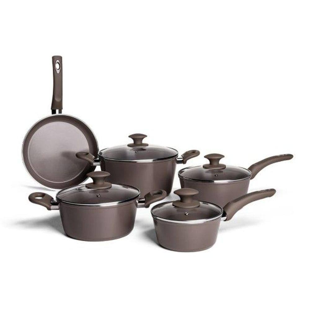 Conjunto panela brinox ceramica life com fundo inducao optima5 pecas ...