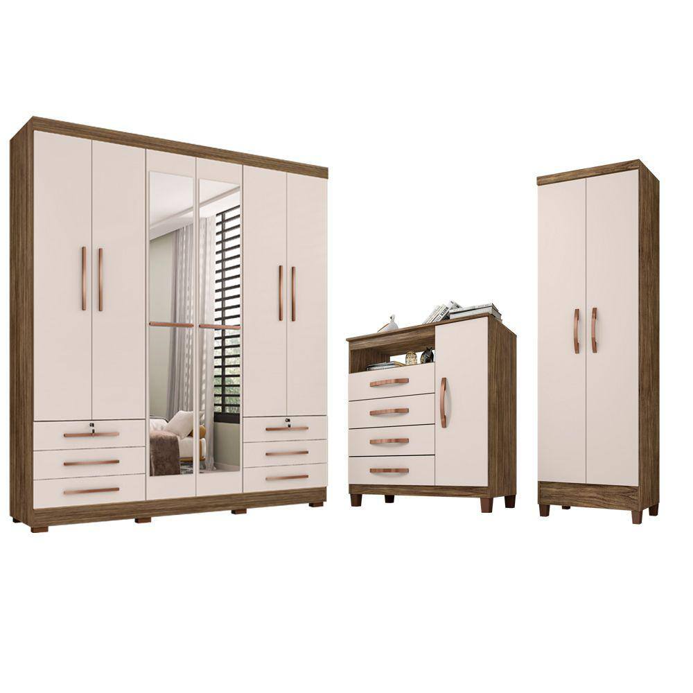 Guarda roupa casal com porta correr mais comoda e sapateira marrom ...