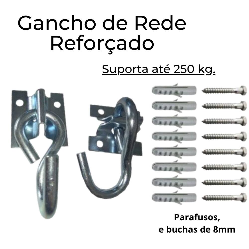 Gancho para rede reforcado zincado com fixadores 150kg fabio ferragens ...