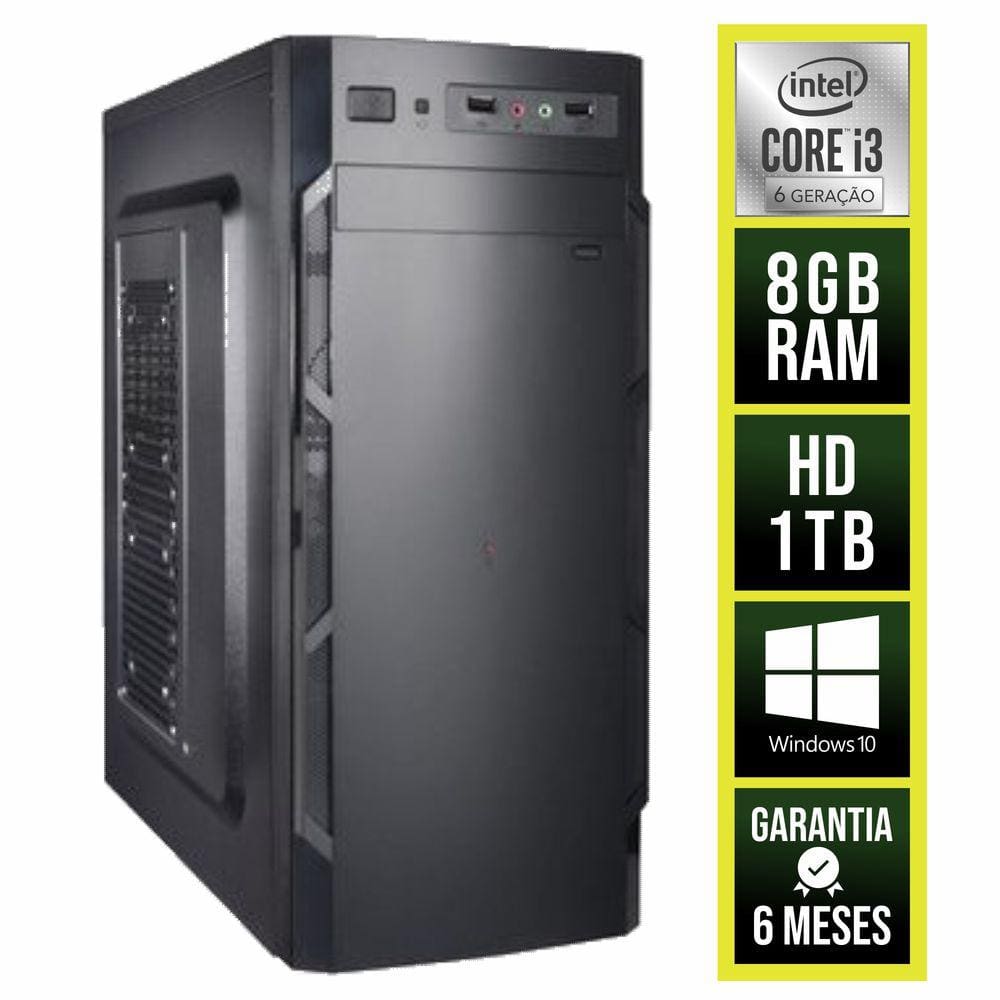 Computador intel core i3 7 geracao 8gb hd 1tb dvd com windows10 certo pc smart 034 | Casas Bahia