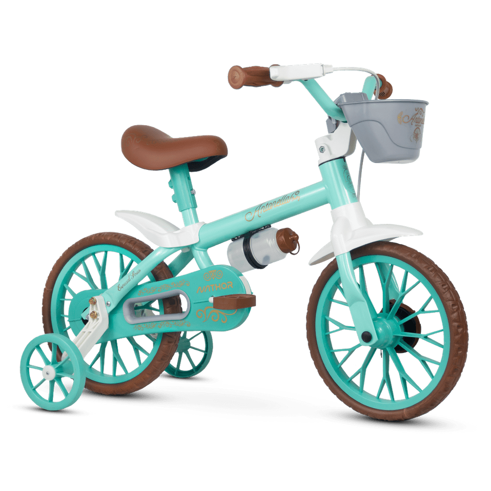Bicicleta infantil aro 12 antonella baby verde aqua com rodinhas ...