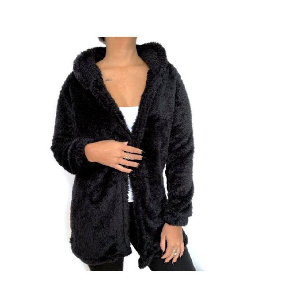 Casaco Feminino Fofinho Com Capuz Cereja Rosa | Casas Bahia