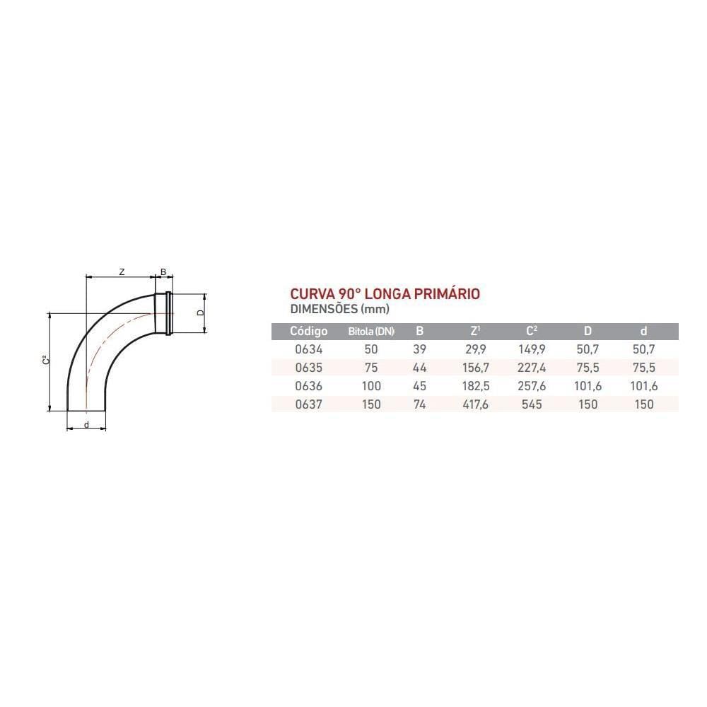 Curvas longas de pvc de 90 e 100mm | Casas Bahia