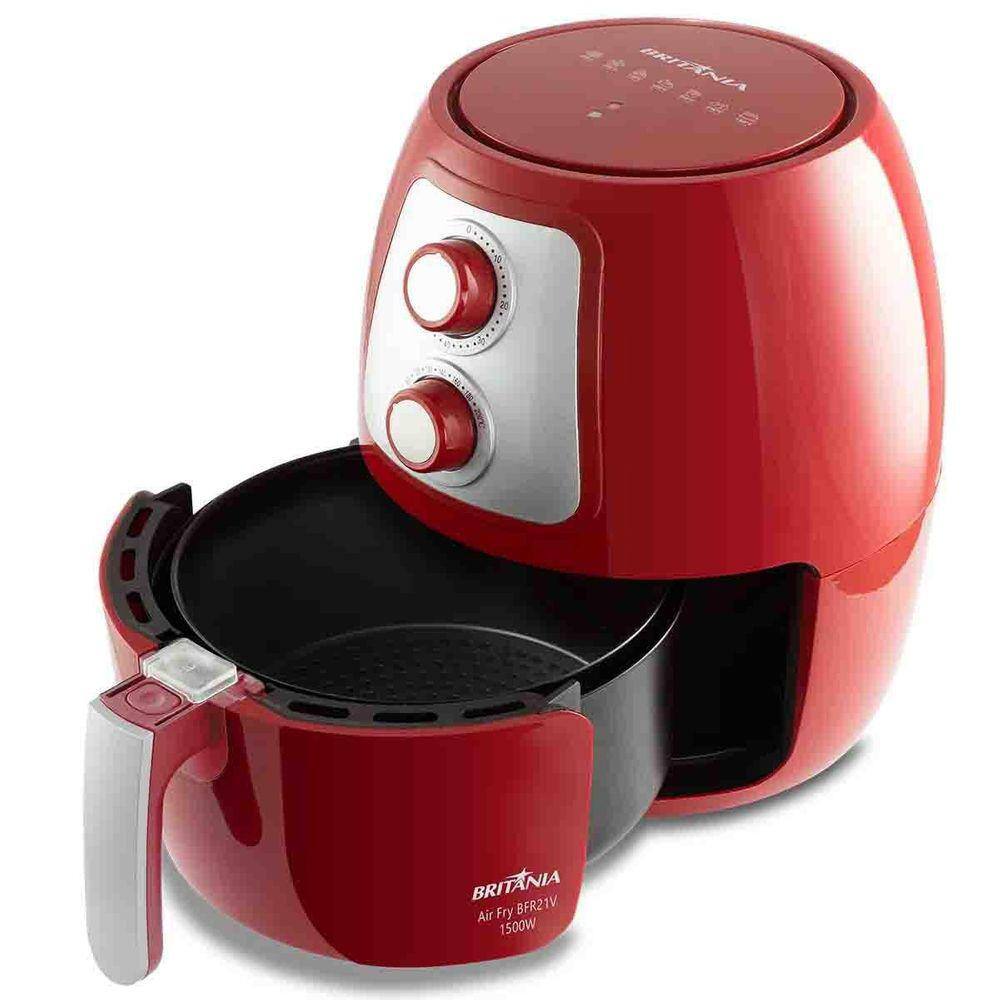 Airfryer vermelha da marca britania no extra | Casas Bahia