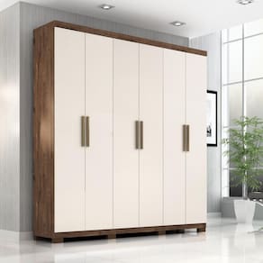 Guarda roupa casal mdf marrom off white 6 porta 7 gaveta Black Friday ...