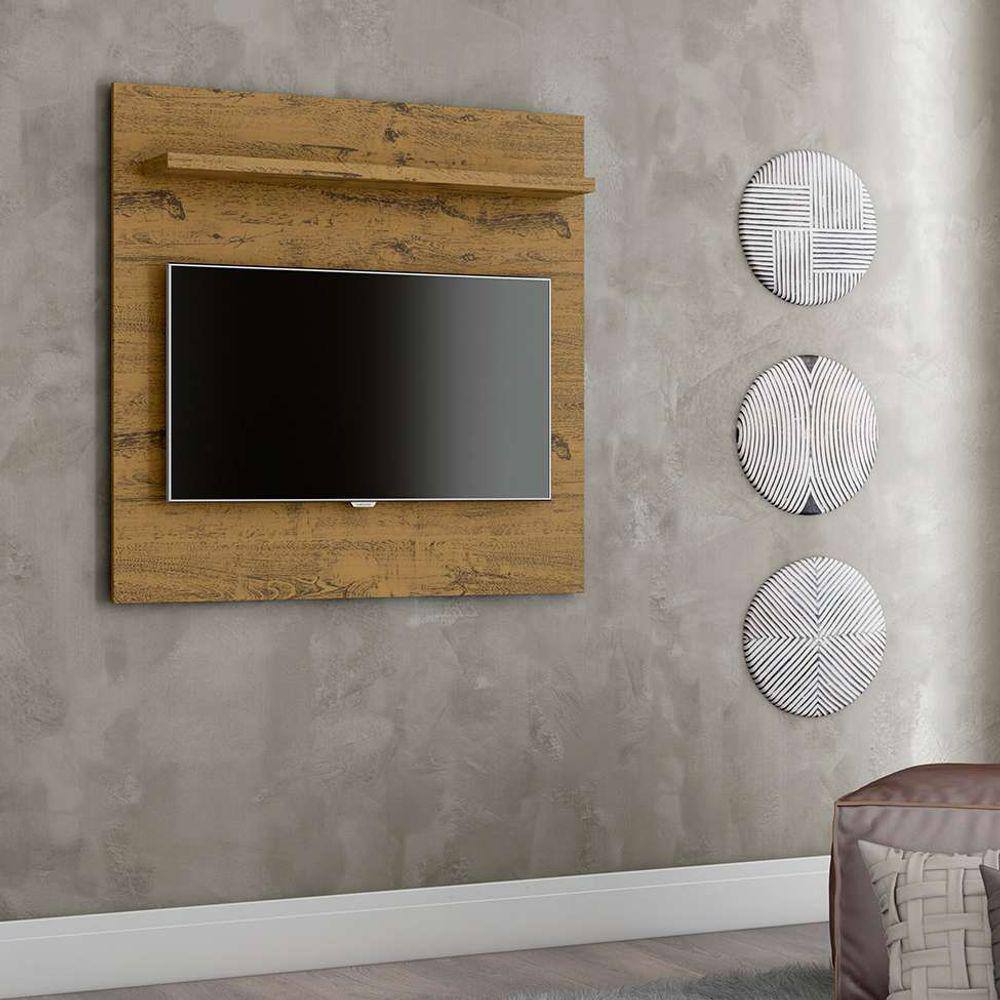 Painel sala tv ate 32 polegadas paris preto com nature | Casas Bahia