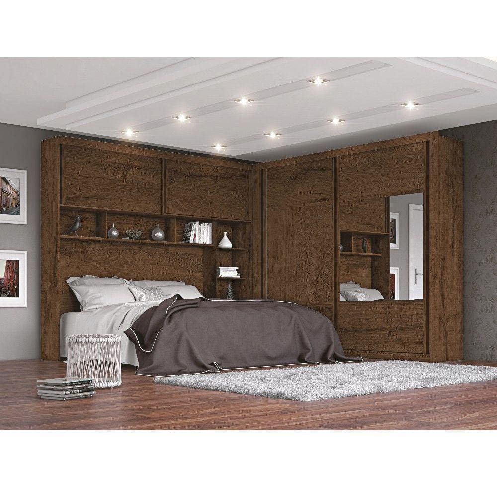 Quarto casal modulado europa ipe nogueira cores | Casas Bahia