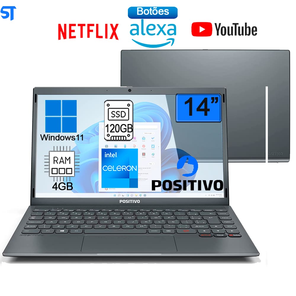 Notebook positivo motion c4500a intel celeron 4gb 500gb hd 14 windows10 ...