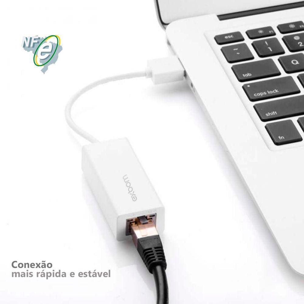Adaptador usb rede rj45 cabo rede internet 3 porta usb | Casas Bahia
