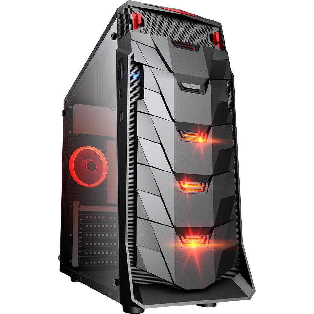 Gabinete gamer preto vermelho | Casas Bahia