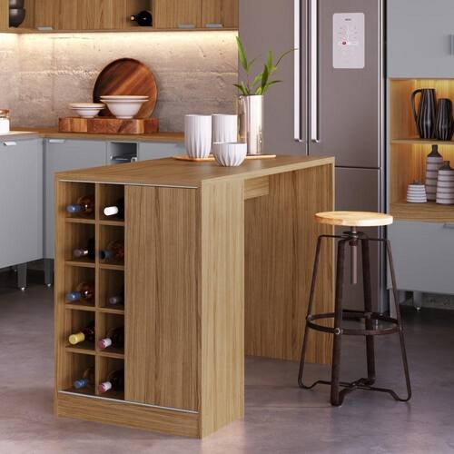 Bancada Mesa Hera Adega Garrafeiro Para Cozinha 1 Porta 9 Prateleiras ...