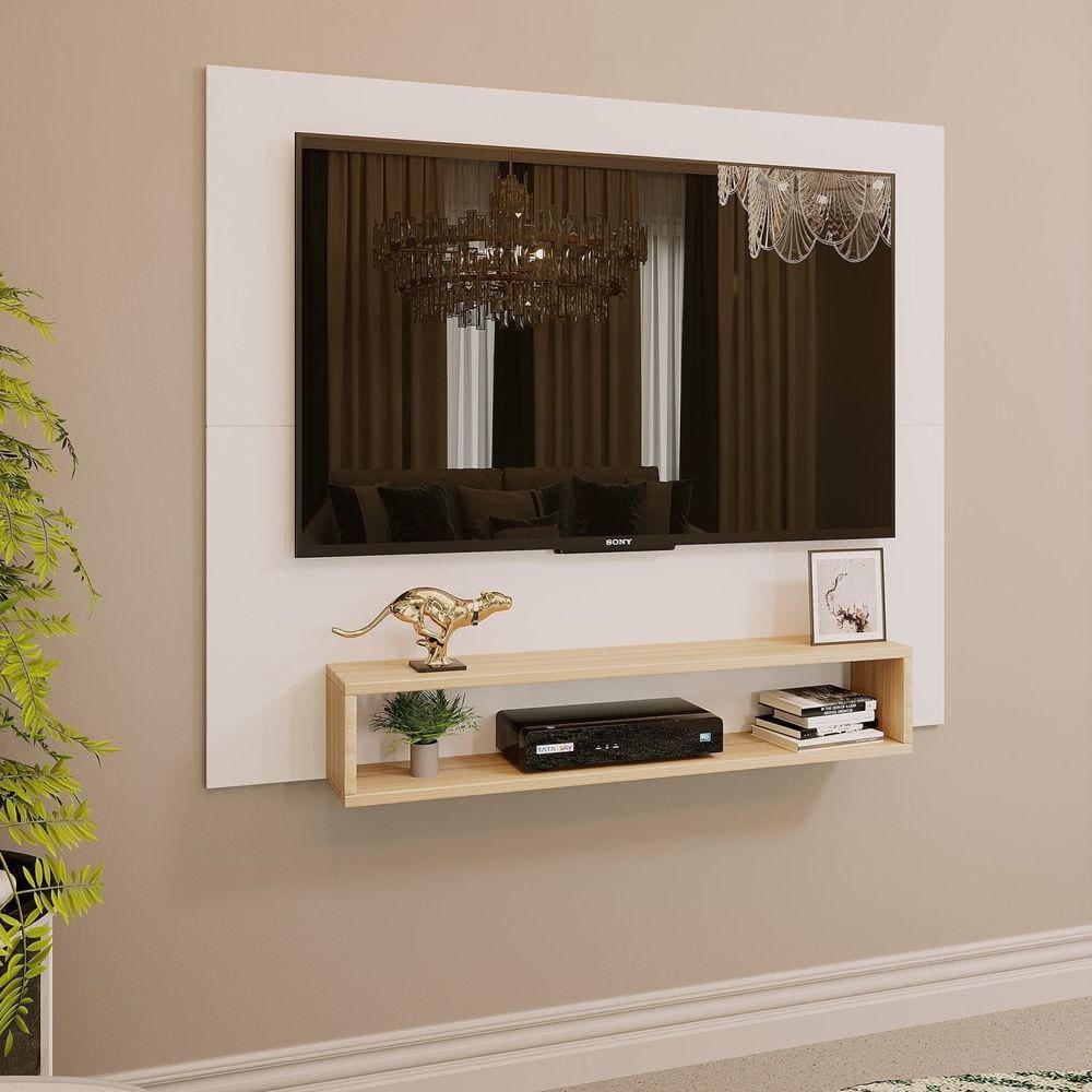 Painel tv branco amadeirado | Casas Bahia